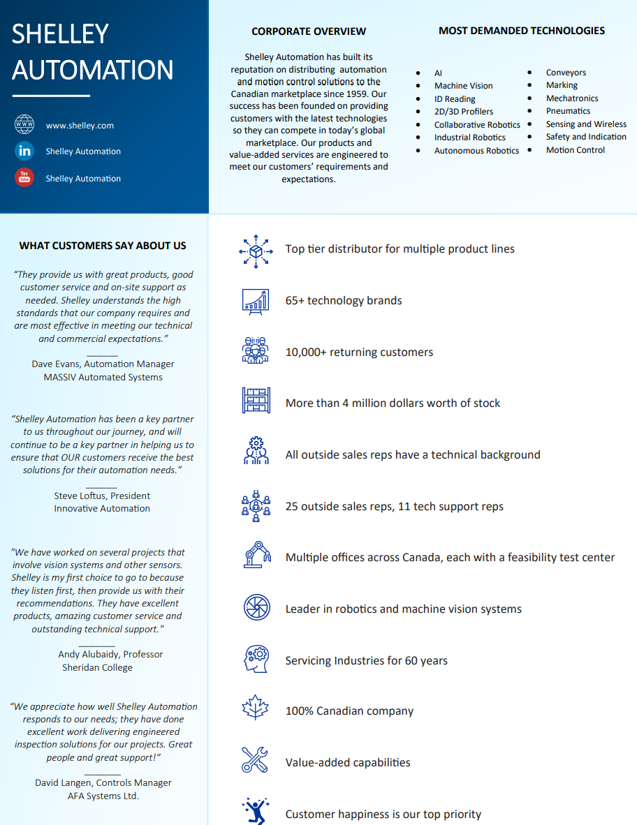 Shelley Automation | Cut Sheets & White Papers